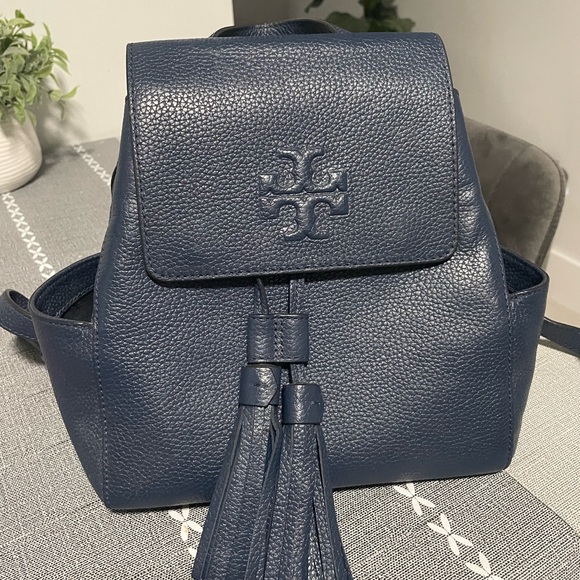 Tory Burch | Bags | Tory Burch Navy Blue Leather Backpack | Poshmark